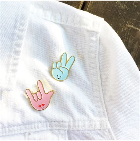 Asl I Love You Enamel Pin Silver Antelope