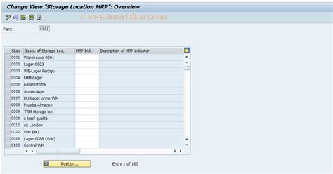 OMIR SAP Tcode Storage Location MRP