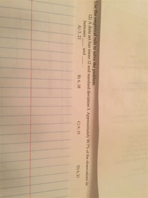 Solved A Data Set Has Mean 12 And Standard Deviation 3