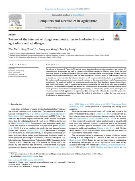 Review Of The Internet Of Things Communication Technologies In Smart Agriculture And Challenges