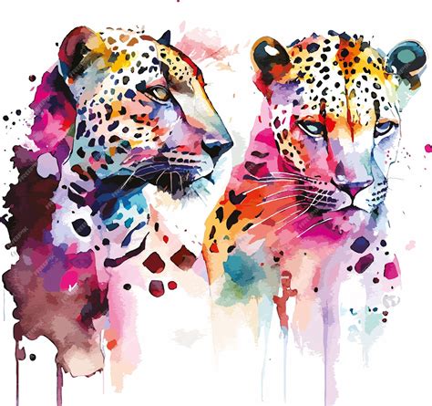 Premium Vector Female And Male Leopard Watercolor Vector Illustrator