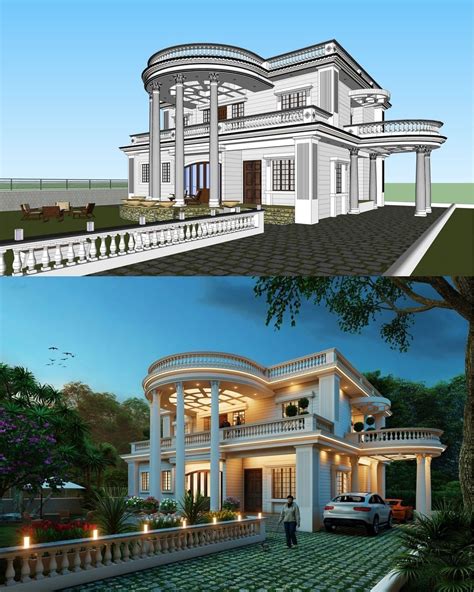 Suraj Karki On Instagram “before And After Sketchup And Lumion Neoclassical House Design Collab