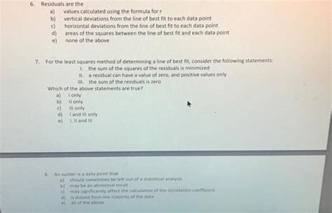 Solved Residuals Are The A Values Calculated Using The Chegg Com