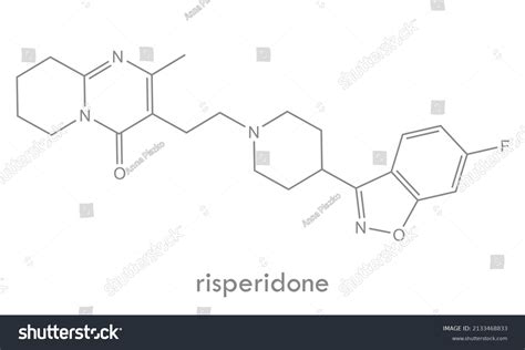 Risperidone Structure Atypical Antipsychotic Drug Molecule Stock Vector