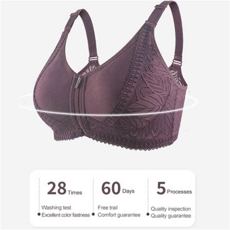 Womens Zip Front Closure Plus Size Bra Reinsho