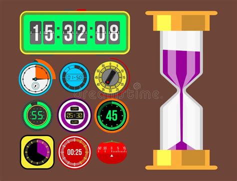 Clock Watches Timer Colorful Measurement Tools Number Digital Information Stopwatch Illustration