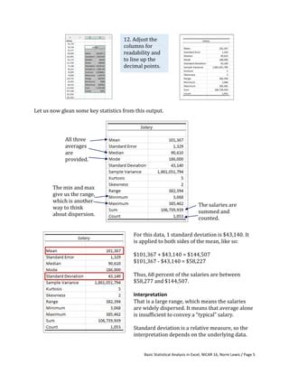 Excel Stats Handout Npl Pdf