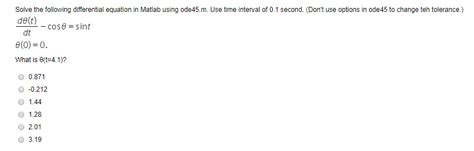 solved solve the following differential equation in matlab