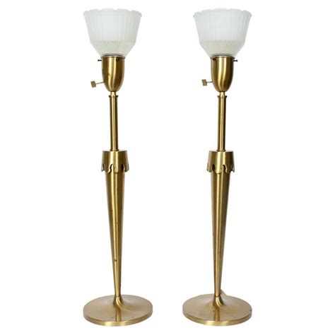 Pair Rembrandt Lighting Co Parzinger Style Brass Candlestick Torch