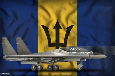 파이터 바베이도스 상태 플래그 배경에 요격 3 차원 일러스트 레이 션 군용 항공기에 대한 스톡 사진 및 기타 이미지 군용 항공기 기 날기 Istock
