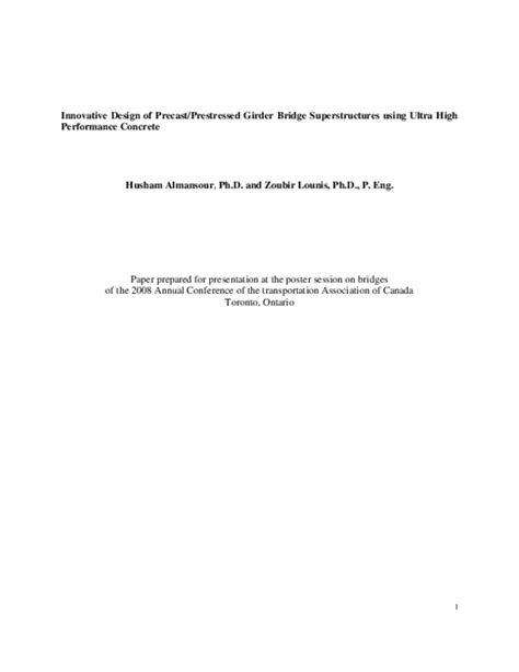 Pdf Innovative Design Of Precast Prestressed Girder Bridge Superstructures Using Ultra High