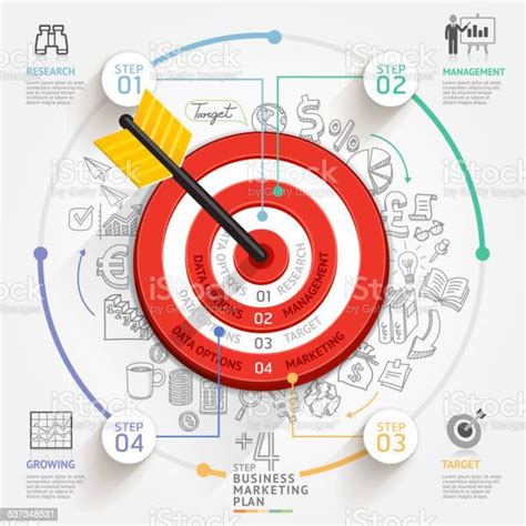비즈니스 마케팅 컨셉입니다 대상 화살표 및 Doodles 아이콘 2015년에 대한 스톡 벡터 아트 및 기타 이미지 2015년