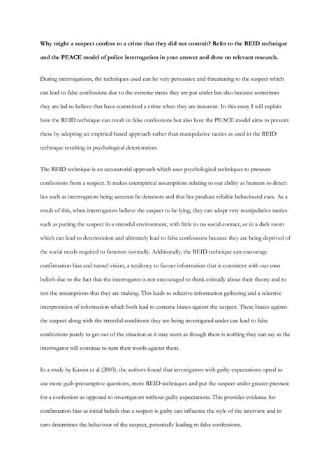 Reid Technique Peace Model Reducing Offender Behaviour Offender