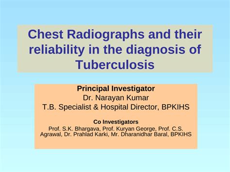 PDF Chest Radiographs And Their Reliability In The Diagnosis Of Tuberculosis Nd IUATLD
