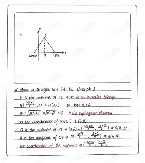 Solved A JKL Is An Isosceles Triangle On A Cartesian Plane It Is Given JK JL Units