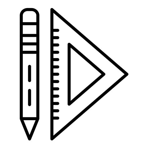 Pencil And Set Square Line Icon 14809434 Vector Art At Vecteezy