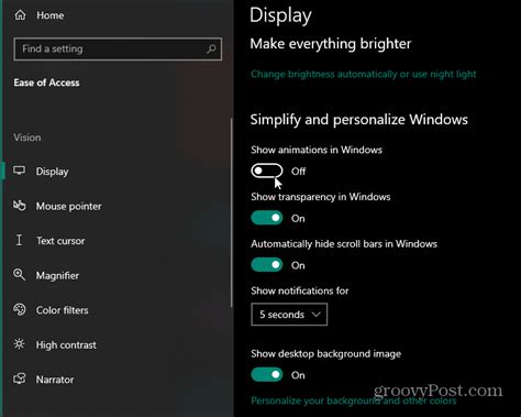 How To Turn Off Screen Animations On Windows 10 Groovypost