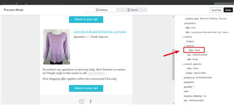 How To Send Sizes Of Specific Products In Klaviyo After Customer Views