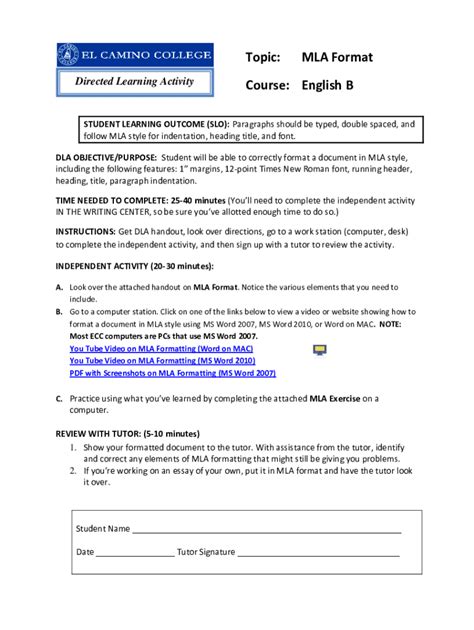 Fillable Online Topic MLA Format Course English B Fax Email Print PdfFiller