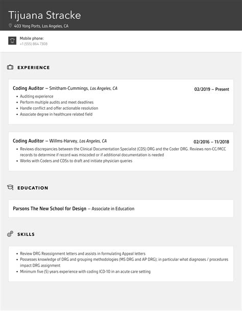Coding Auditor Resume Samples Velvet Jobs
