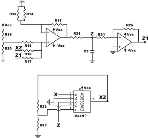22 scheme of the circuit associated to the third rescaled rössler