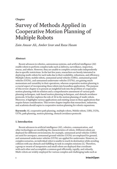 Pdf Survey Of Methods Applied In Cooperative Motion Planning Of Multiple Robots