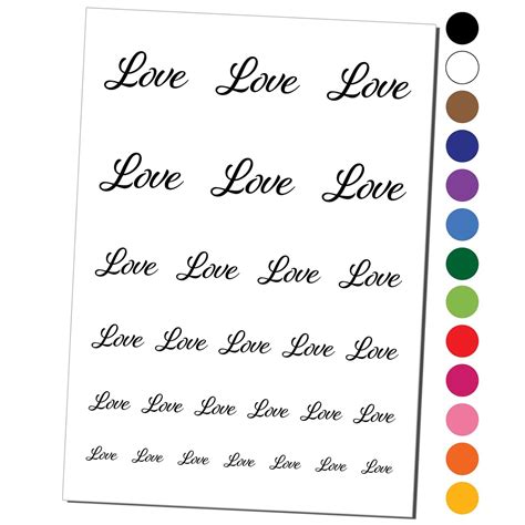 Amazon Com Love Cursive Text Temporary Tattoo Water Resistant Fake Body Art Set Collection
