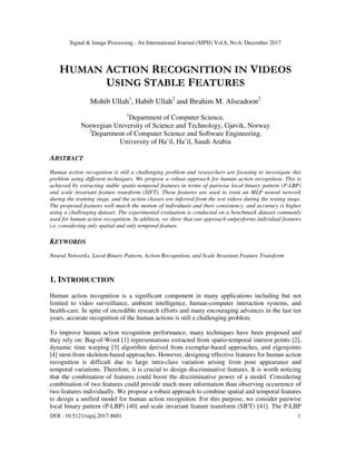 HUMAN ACTION RECOGNITION IN VIDEOS USING STABLE FEATURES PDF