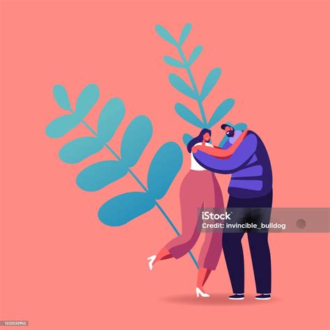 평화 사랑의 관계 공생 개념 행복 한 사랑 또는 친구 커플 포옹 야외 남자와 여자 캐릭터는 함께 포옹하고 기뻐하는 시간을 보낸다 만화 사람 벡터 일러스트 로맨스에 대한 스톡