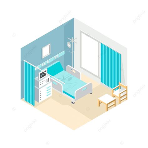 Isometric Hospital Room Medical Space Furniture Ward Medical Png And
