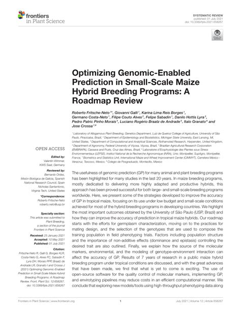 Pdf Optimizing Genomic Enabled Prediction In Small Scale Maize Hybrid Breeding Programs A