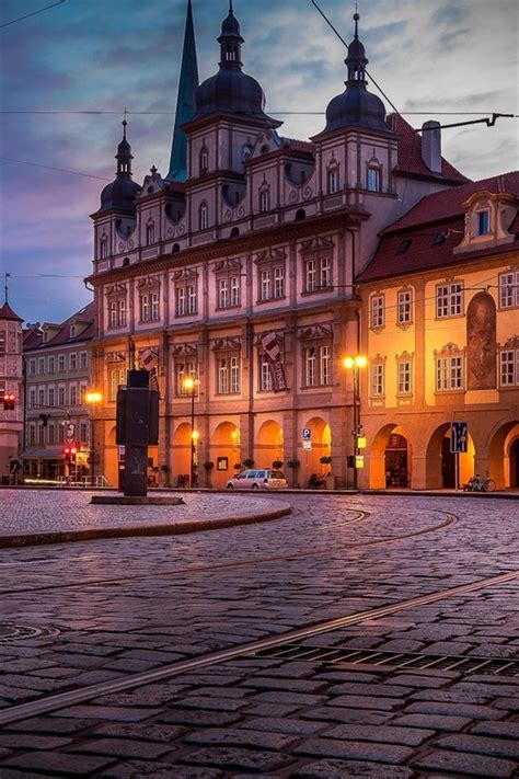 Wallpaper Czech Republic Prague City At Night Houses Road Lights