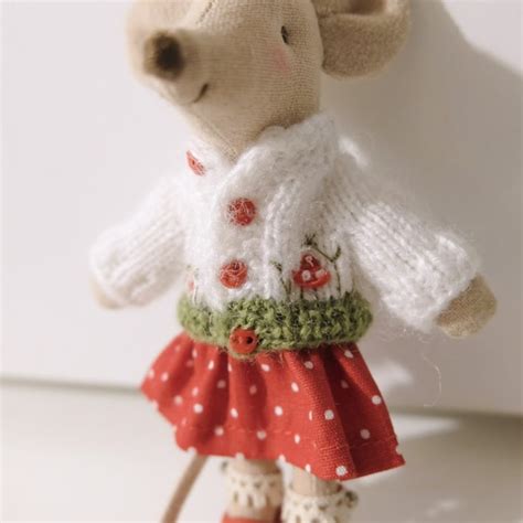 Mushroom Outfit For Maileg Mouse Fly Agaric Sweater Red Skirt And Spotted Shoes Halloween
