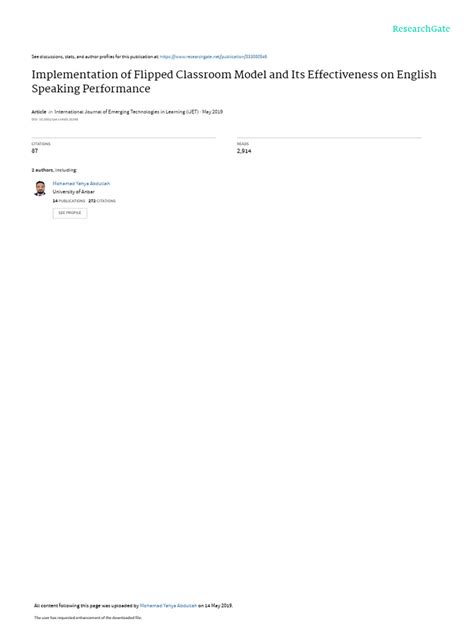Implementation Of Flipped Classroom Model And Its Effectiveness On English Speaking Performance