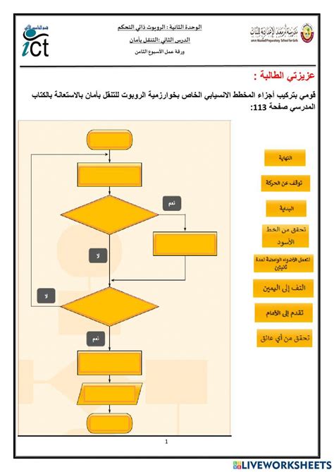 ورقة عمل المخطط الانسيابي Online Exercise For Live Worksheets