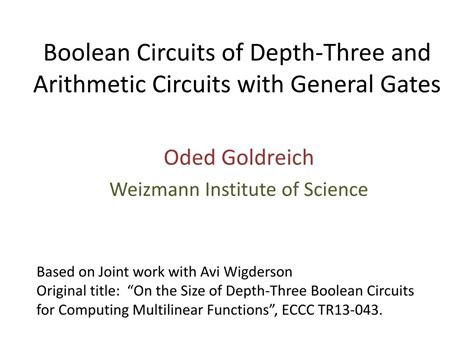 Ppt Boolean Circuits Of Depth Three And Arithmetic Circuits With
