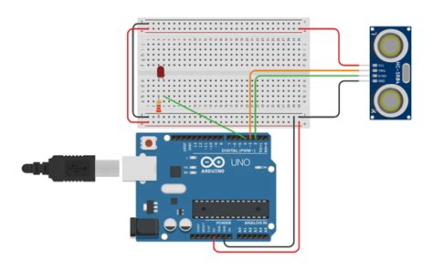 Circuit Design Sensor Ultrasonico Tinkercad