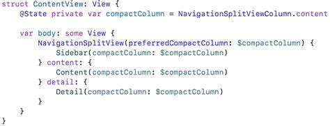 swiftui splitview compact column control