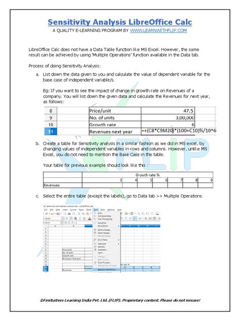 Sensitivity Analysis Using Libreoffice Calc Pdf