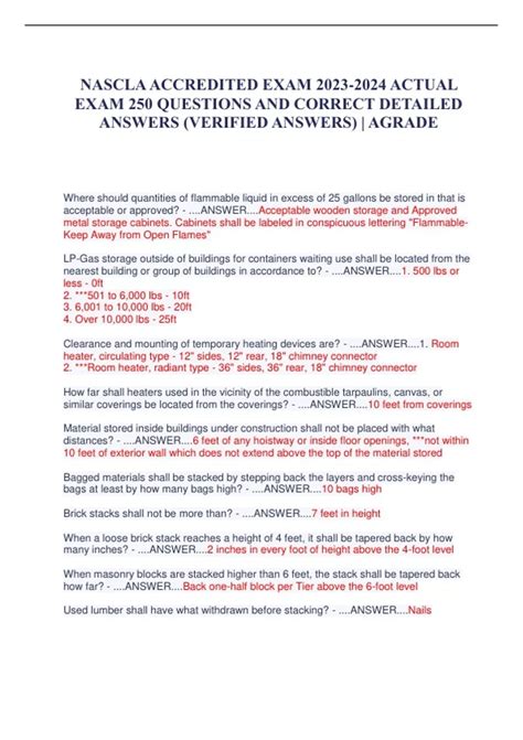 nascla accredited exam actual exam 250 questions and correct detailed