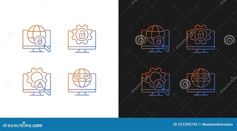 Illegal Activities Detection Gradient Icons Set For Dark And Light Mode Stock Vector