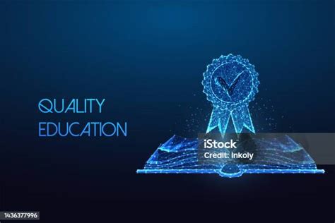 오픈 북과 우수성 배지 기호를 파란색에 미래 지향적 인 스타일로 한 양질의 교육 개념 교사 교육 관련 직업에 대한 스톡 벡터 아트 및 기타 이미지 교사 교육 관련 직업