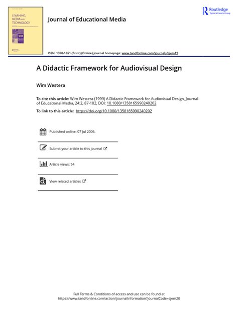 A Didactic Framework For Audiovisual Design Pdf Learning Information