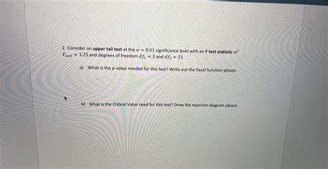 Solved The F Distribution 1 Consider An Upper Tail Test At