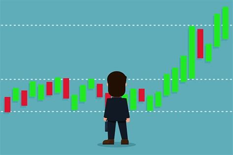 자신감 넘치는 사업가가 일어서서 성장하는 주식의 그래프를 봅니다 투자 재정 고문 또는 자산 관리로 인한 이익 증가 부자가 되거나