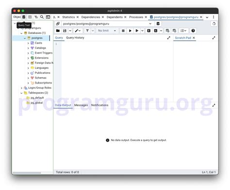Pgadmin Open Query Tool For The Database