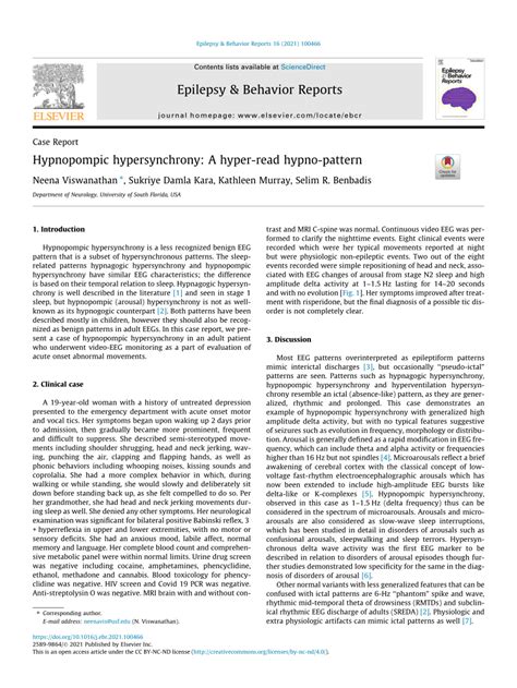 Pdf Hypnopompic Hypersynchrony A Hyper Read Hypno Pattern