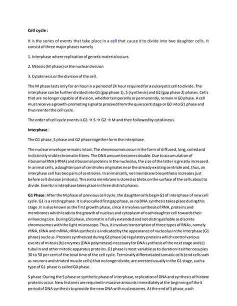 Cell Cycle Doc Biological Sciences Science