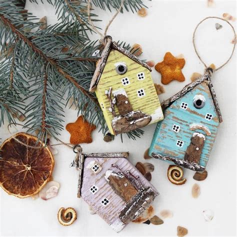 Wooden House Ornaments