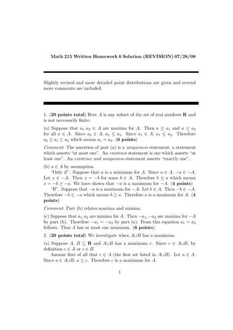 Homework 6 Solutions Introduction To Advanced Mathematics Math 215 Docsity